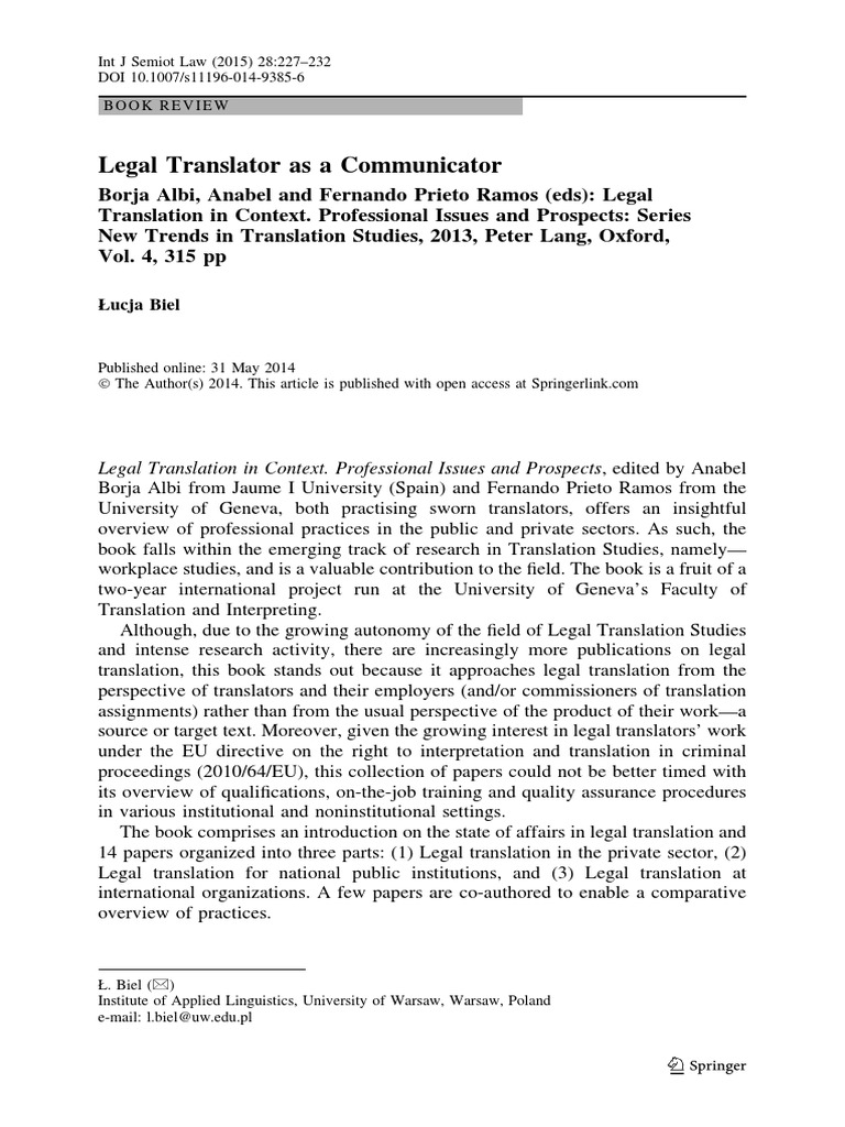Albi, Borja, Prieto Ramos, Anabel and Fernando - Legal Translator As A ...