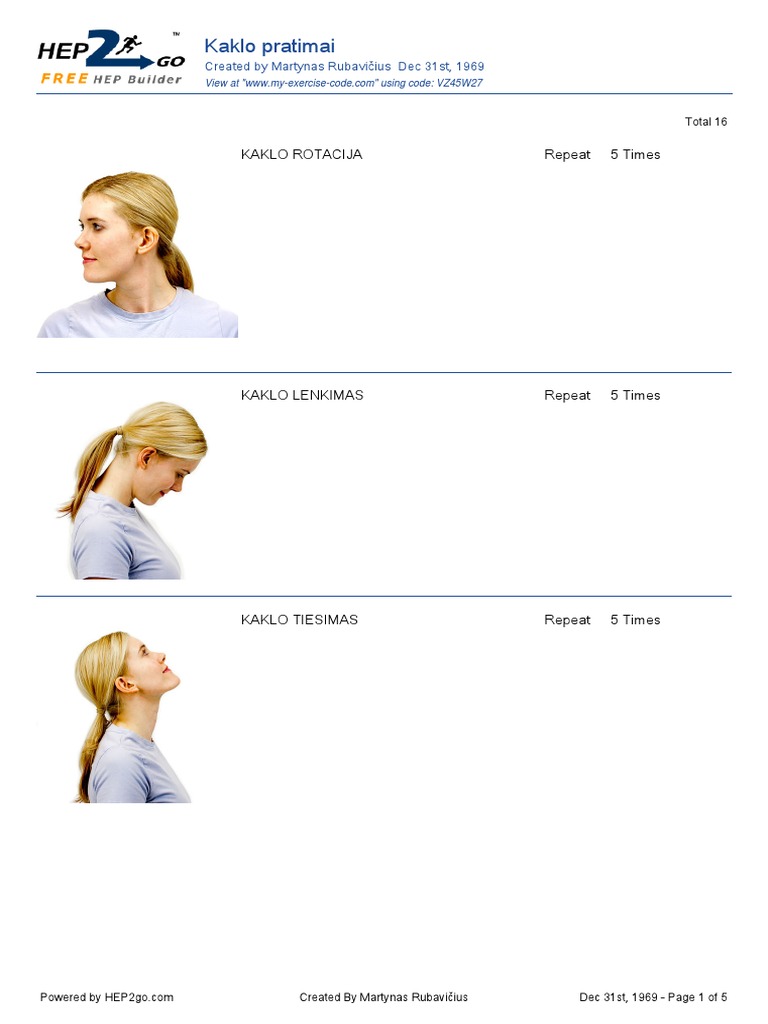 Kaklo Pratimai | PDF