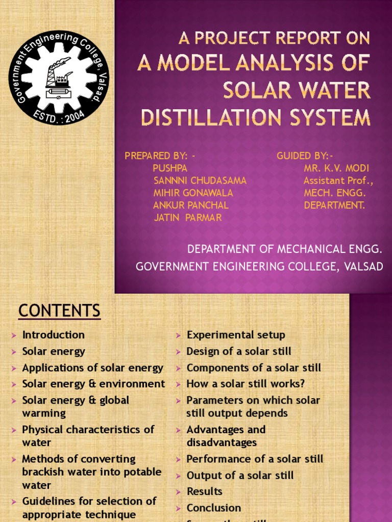 Solar Water Distillation System | Download Free PDF | Boiling ...