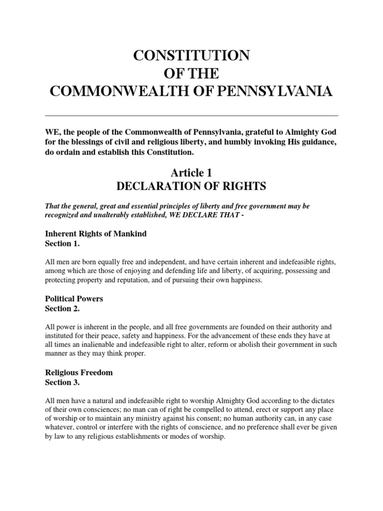 Constitution of Pa | PDF | United States House Of Representatives ...