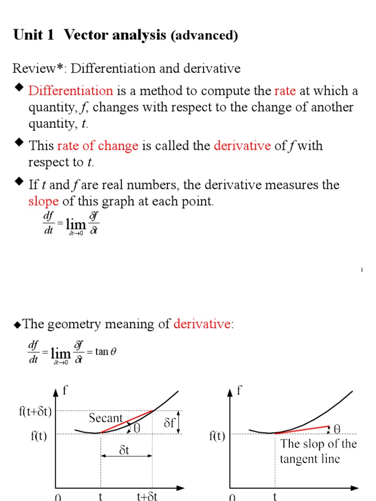 EE2001D Unit 1-Vector Analysis 2 | PDF | Derivative | Divergence