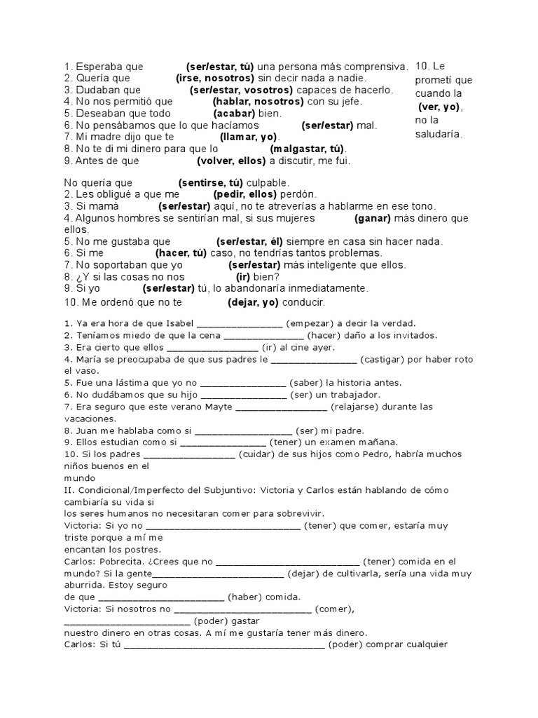 Práctica de Subjuntivo y Condicional en Español | PDF | Ocio