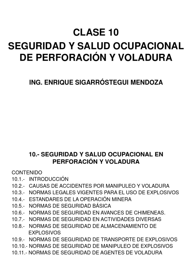 Normas de seguridad y salud ocupacional en perforación y voladura ...