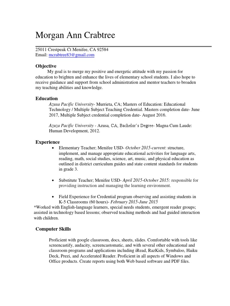 Morgan Crabtree Resume | PDF