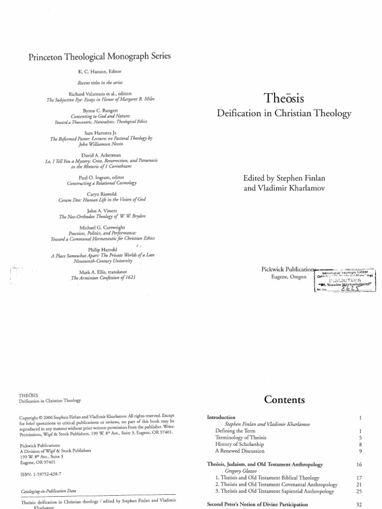 Theosis. Deification in Christian Theology PDF | PDF