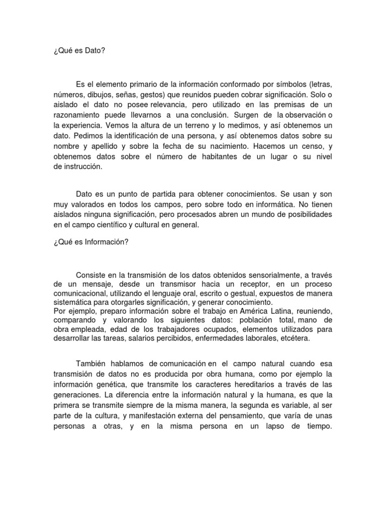 Qué Es Dato | PDF | Memoria del ordenador | Información