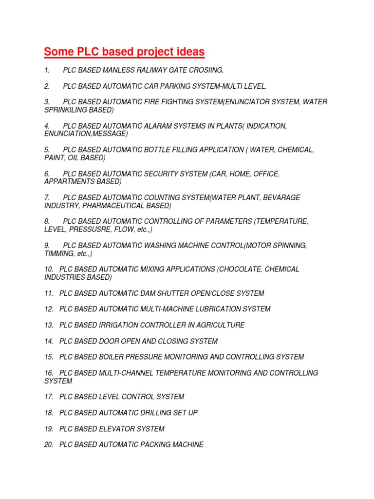 Some PLC Based Project Ideas | PDF | Automation | Security Alarm