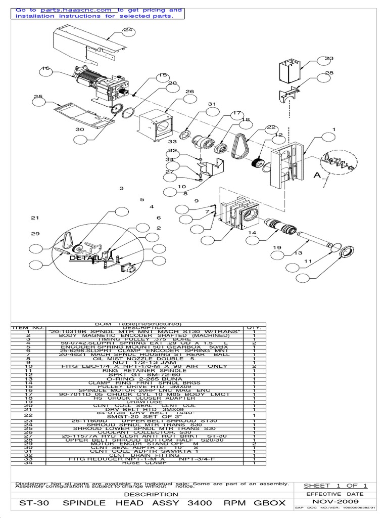 ST-30 Spindle Assembly Parts List | PDF