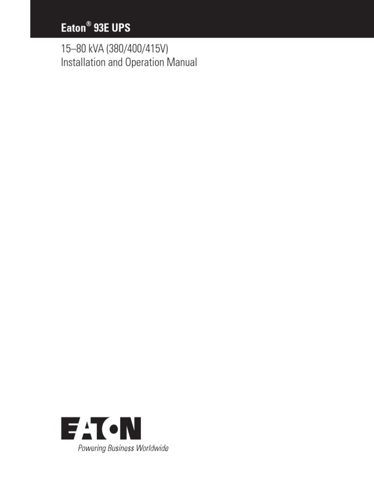 Eaton 93E-15-80 kVA Manual PDF | PDF | Electrical Connector ...