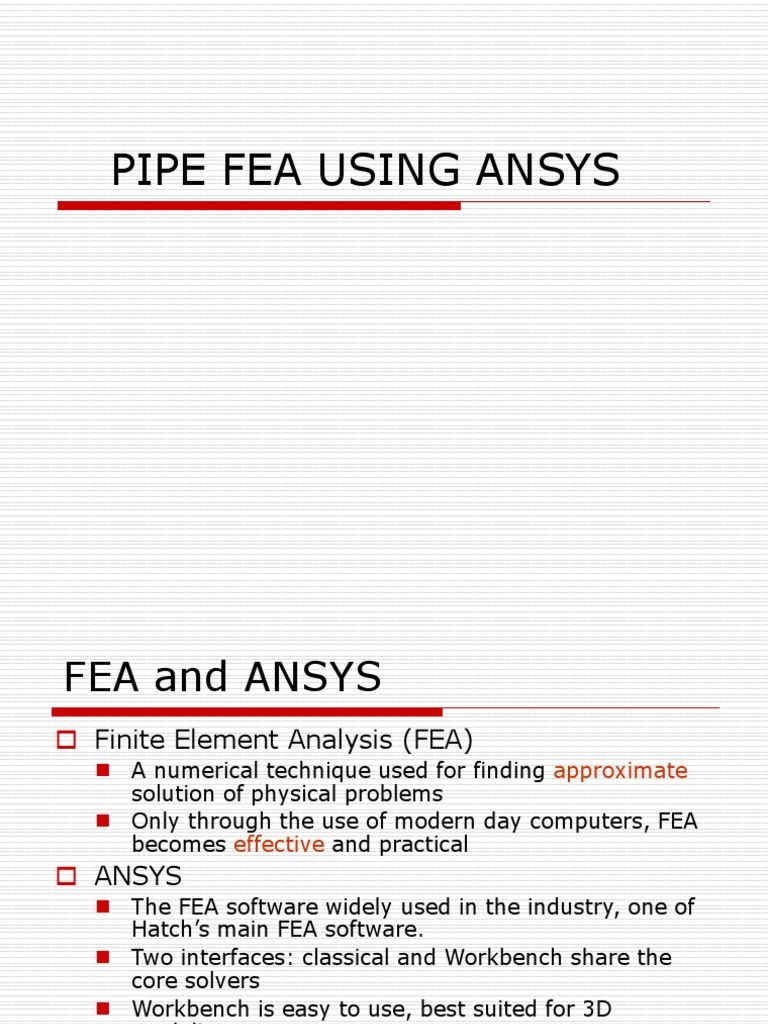 Pipe Fea Using Ansys | PDF | Finite Element Method | Beam (Structure)