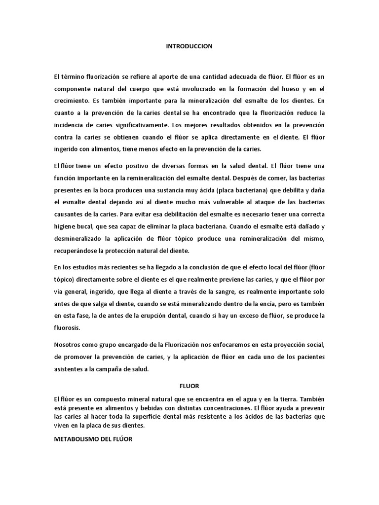 FLUOR | PDF | Diente humano | Flúor
