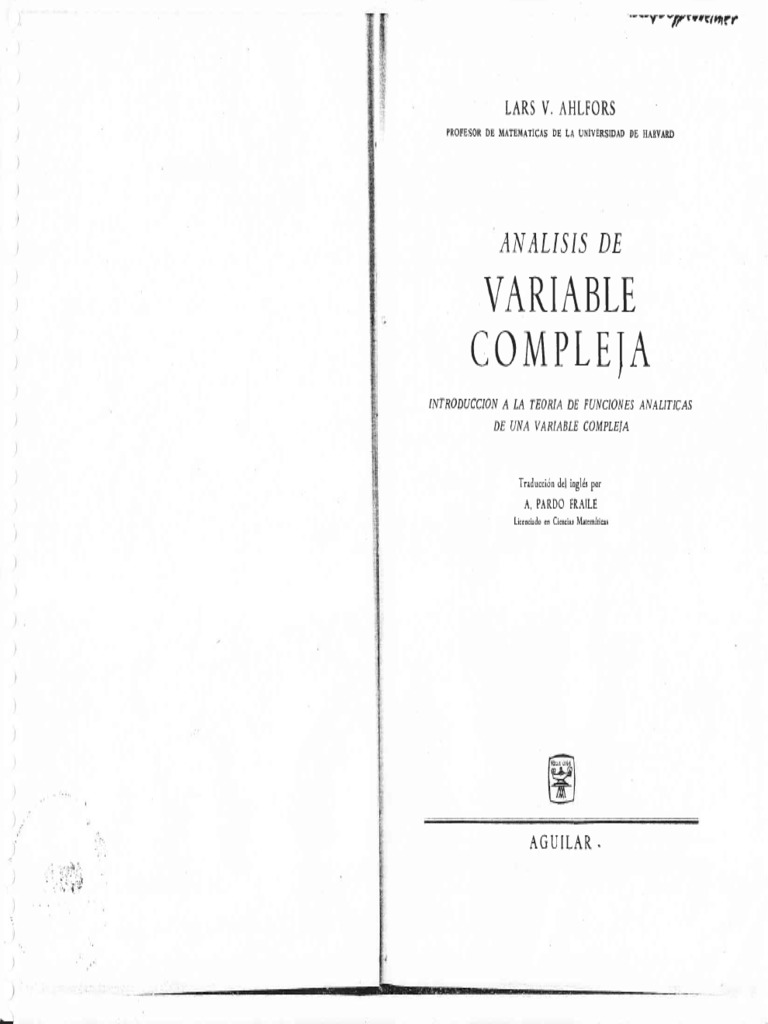 Ahlfors L V - Analisis de Variable Compleja - Introduccion A La Teoria de Funciones Analiticas ...