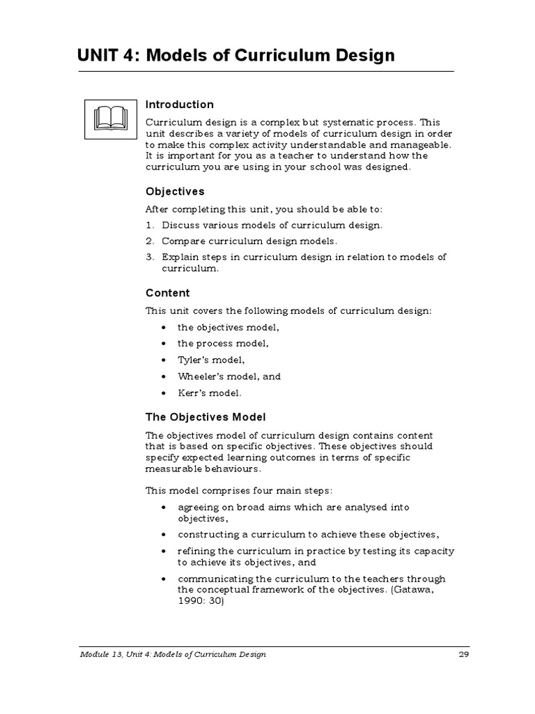 Models of Curriculum Design PDF | PDF | Curriculum | Evaluation