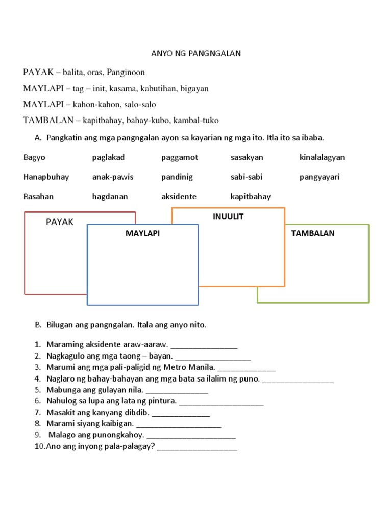 Anyo NG Pangngalan | PDF