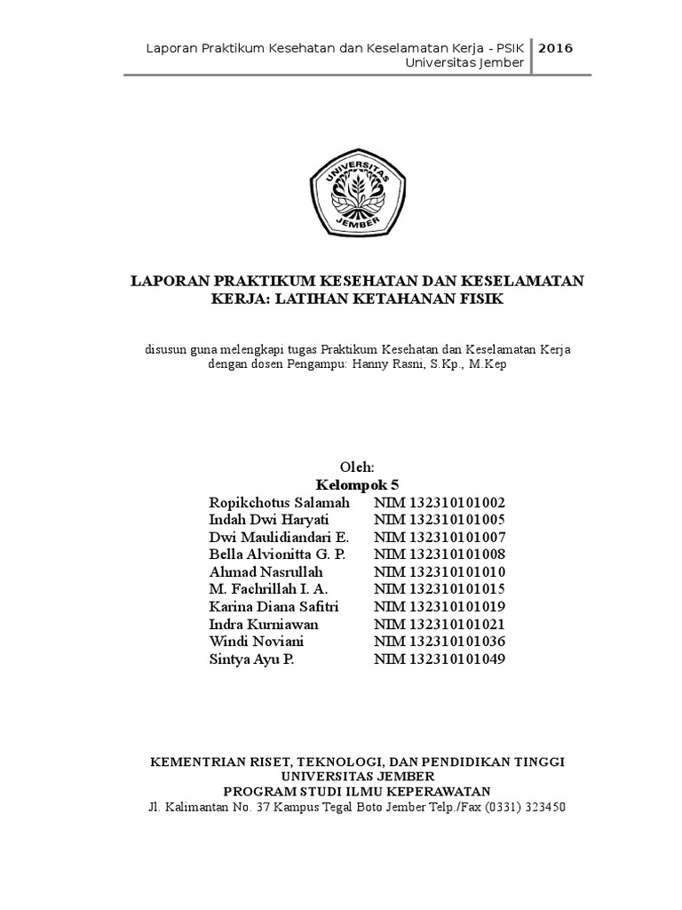 Laporan Praktikum K3 Ketahanan Fisik Fiks | PDF