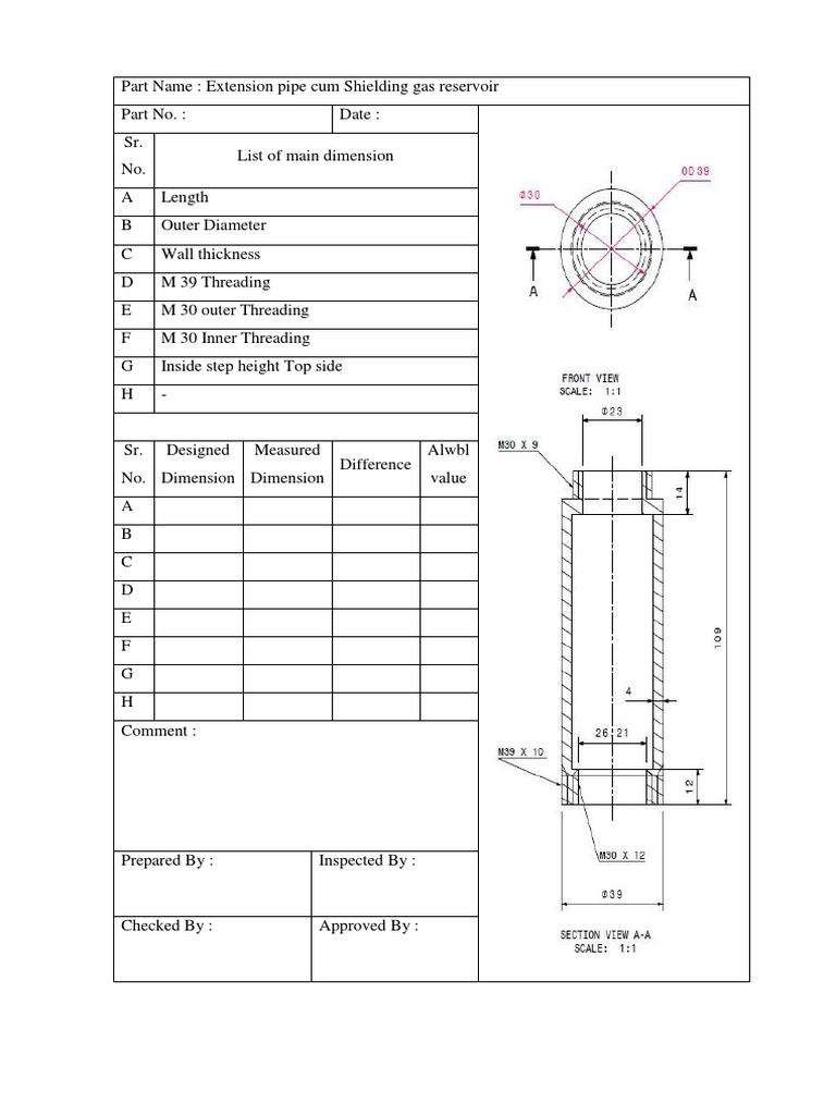 Inspection Report of Parts | PDF | Pipe (Fluid Conveyance) | Nature