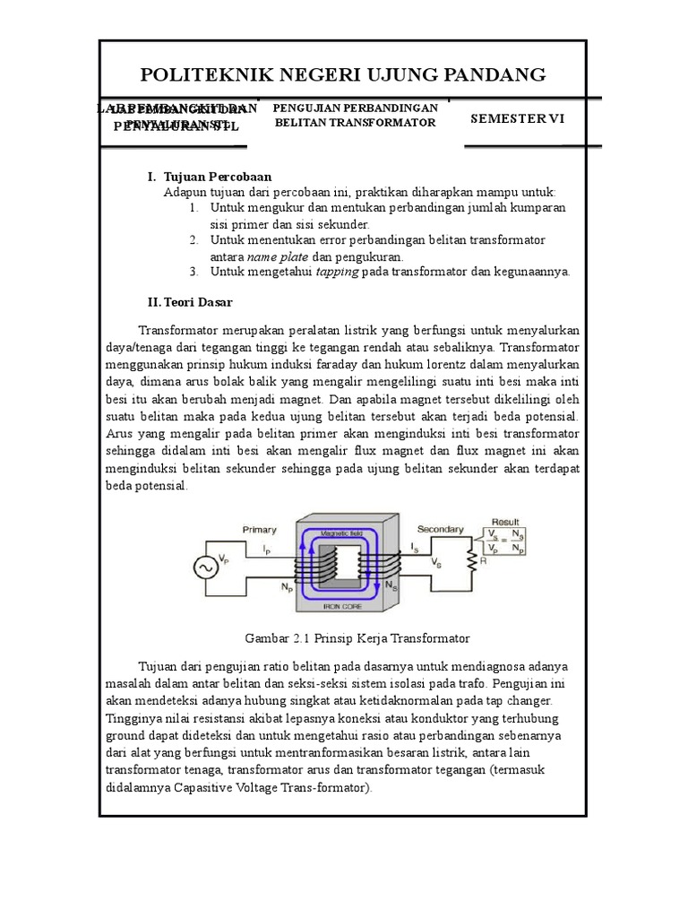 Pengujian Rasio Transformator di PNU | PDF | Metode & Bahan Ajar | Sains & Matematika