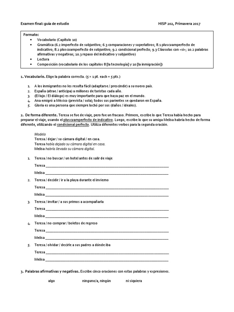 Repaso - Examen Final | PDF | Lingüística | Gramática