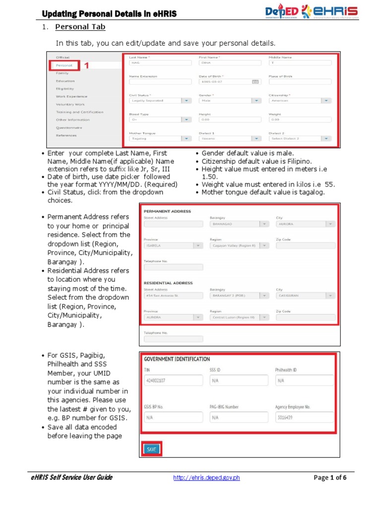 EHRIS Updating Personal Details in EHRIS Draft | PDF | Business