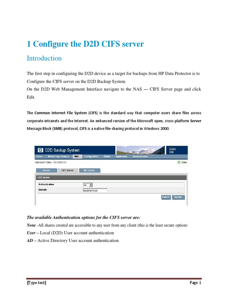 1 Configure The D2D CIFS Server | PDF | Domain Name System | Backup