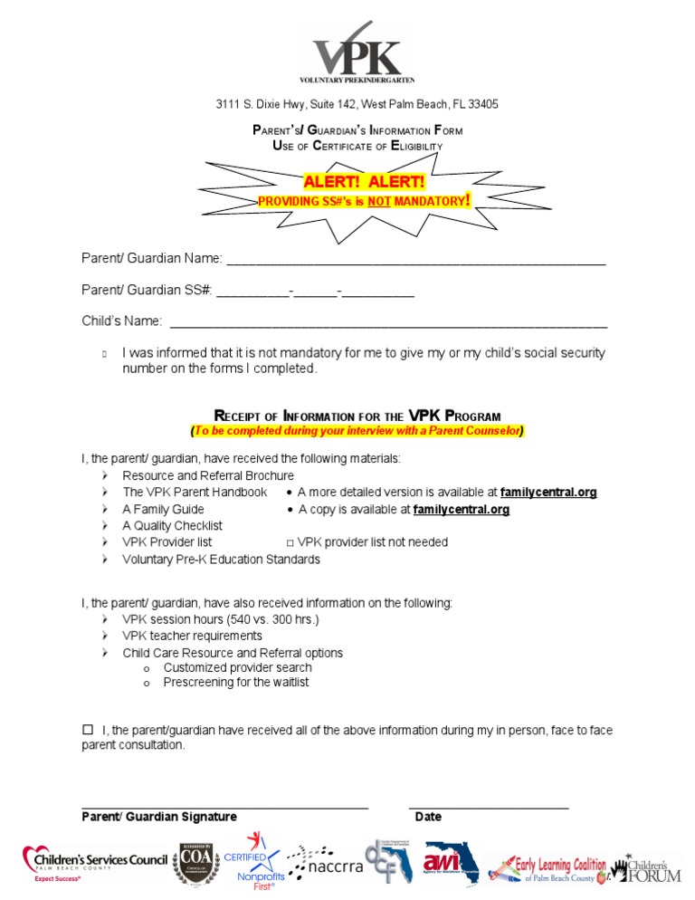 Parent-Guardian Information-Use of COE Rev 4-29-10 | PDF