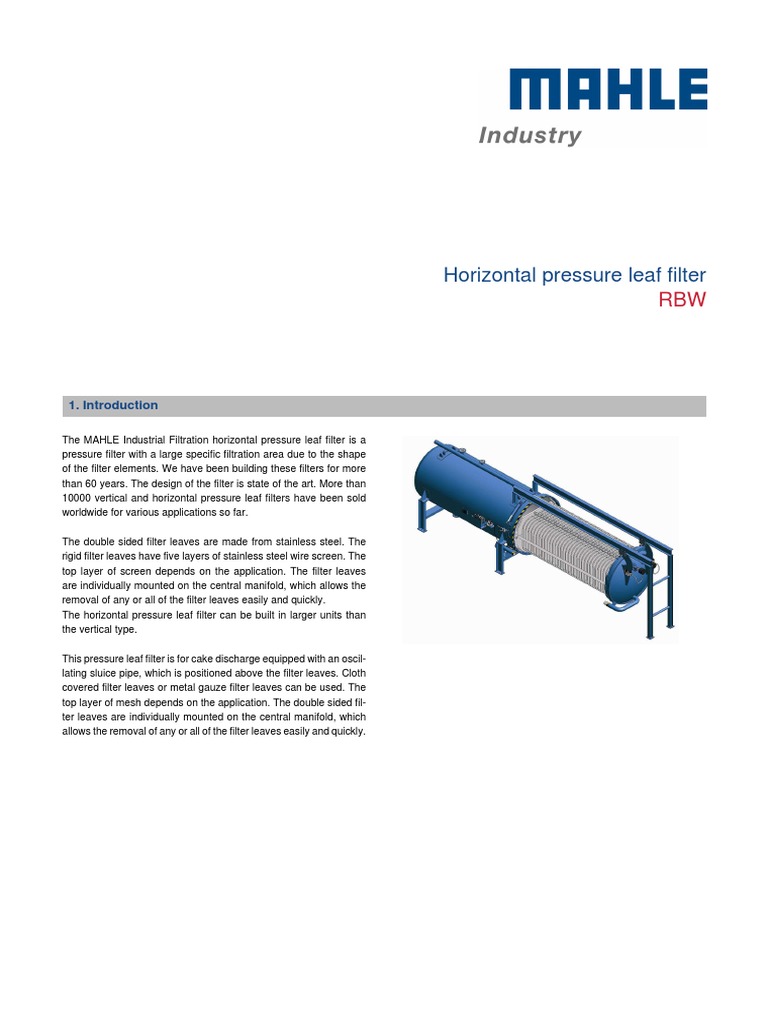 Horizontal Pressure Leaf Filter Overview | PDF | Filtration | Stainless ...