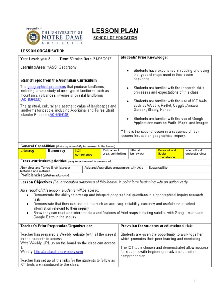 Lesson Plan Ict Lesson Two | PDF | Educational Technology | Geography