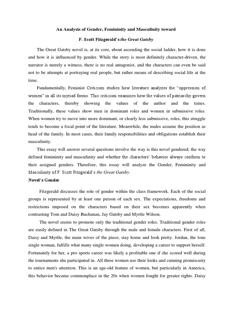 Gatsby Analysis | PDF | Gender Role | The Great Gatsby
