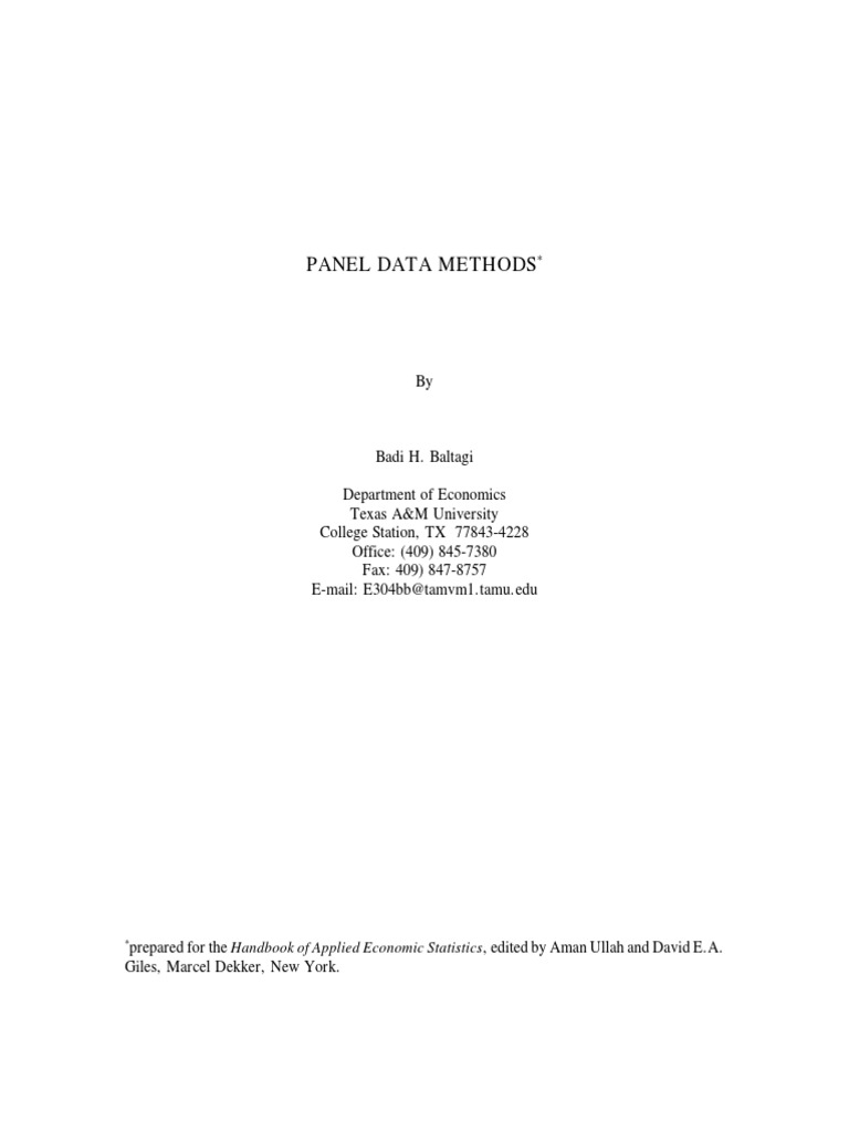 Unbalanced Panel Data | PDF | Instrumental Variable | Ordinary Least ...