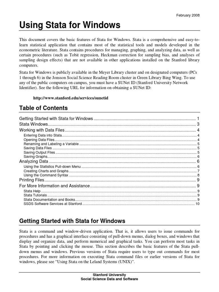 Stata For Windows | PDF | Menu (Computing) | Chart