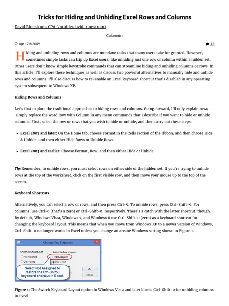 Excel Tricks-1 Hiding and Unhiding Rows and Columns | PDF | Computer ... Excel Tricks-1 Hiding and Unhiding Rows and Columns | PDF | Computer ...