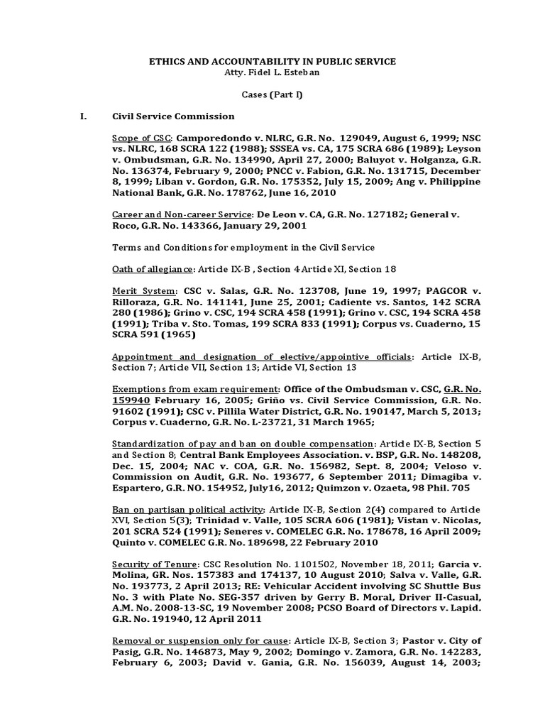 Public Service Ethics and Accountability | PDF | President Of The ...