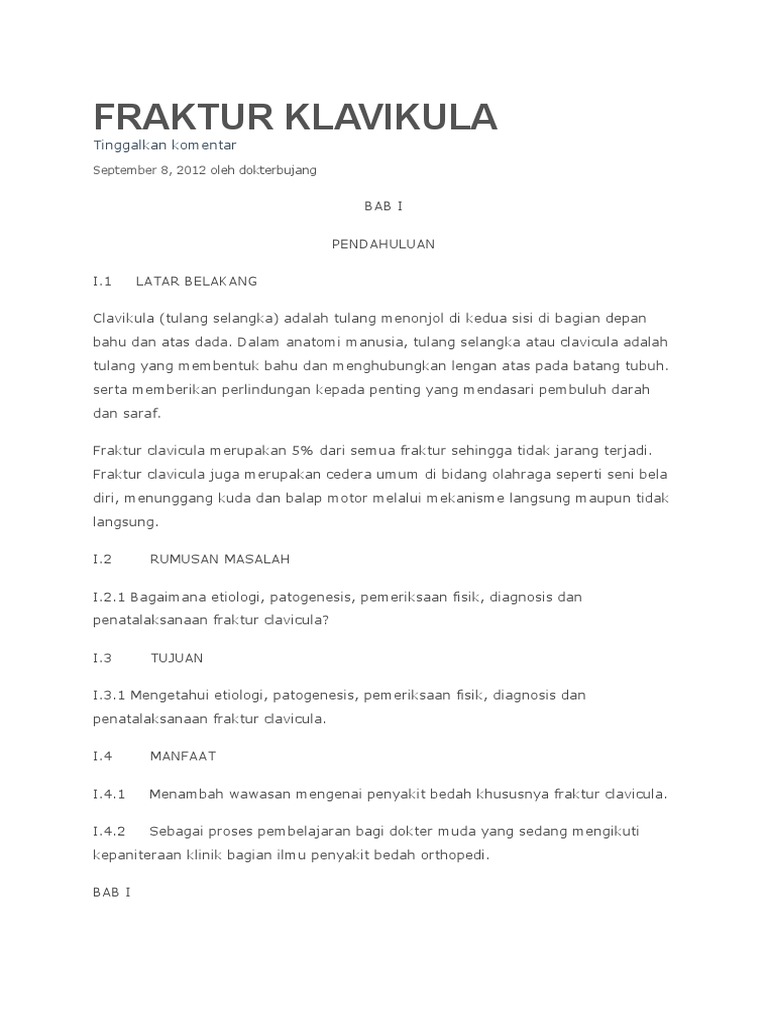 Penatalaksanaan Fraktur Klavikula | PDF | Kesehatan Holistik