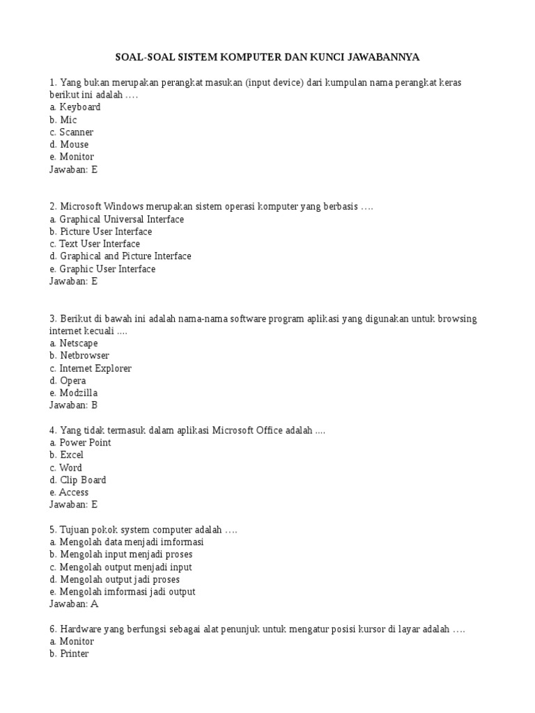 Soal-Soal Komputer | PDF