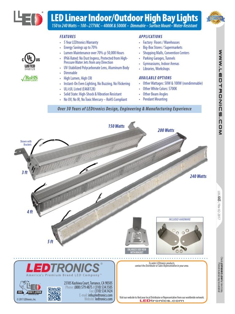 LEDTRONICS Linear High Bay Light | PDF | Lighting | Light