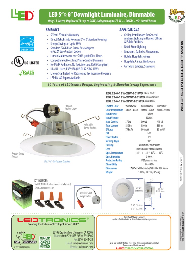 RDL32 6 11W XXW 101WD | PDF | Lighting | Compact Fluorescent Lamp