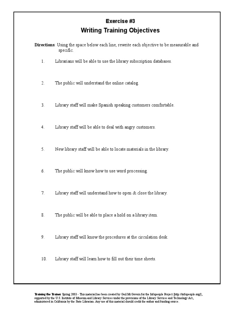 Exercise 3 Objectives | PDF