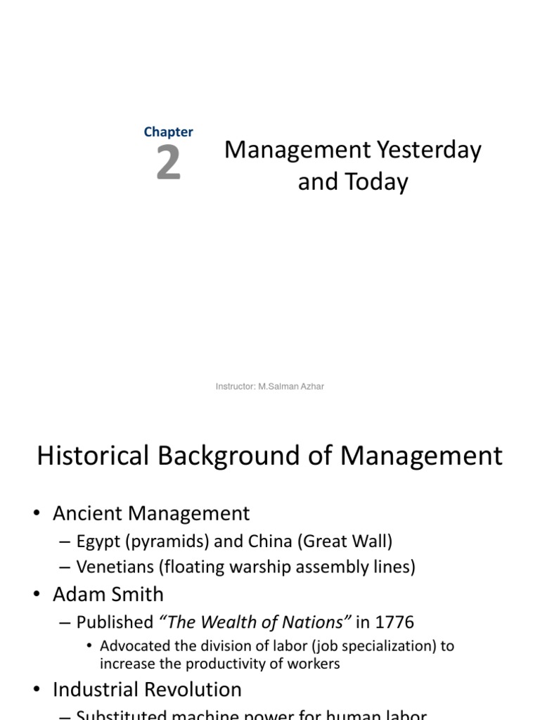 Management Yesterday and Today: Instructor: M.Salman Azhar | PDF ...