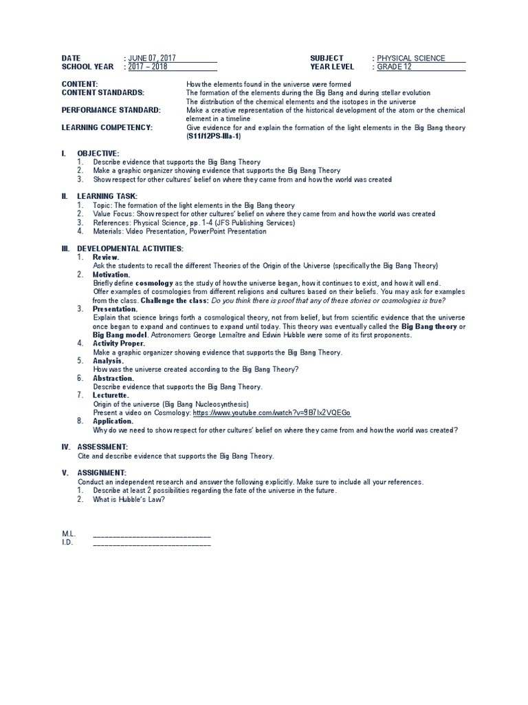 JUNE 06 - S11-12PS-IIIa-1 New | PDF | Big Bang | Cosmology