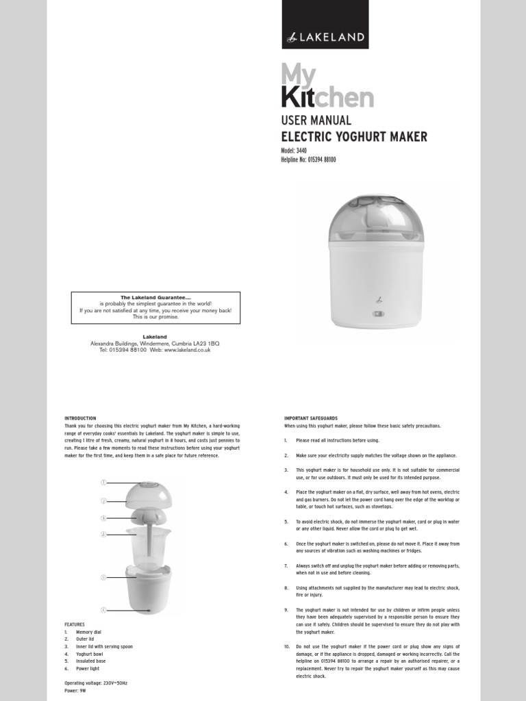 YoghurtMaker Instructions 3440 | PDF | Yogurt | Milk