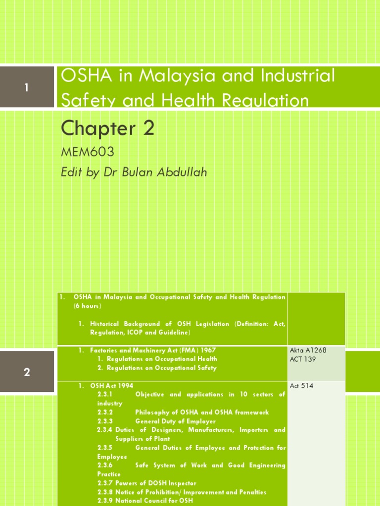 8 Oct Chapter 2 FMA 1967 | PDF | Occupational Safety And Health ...