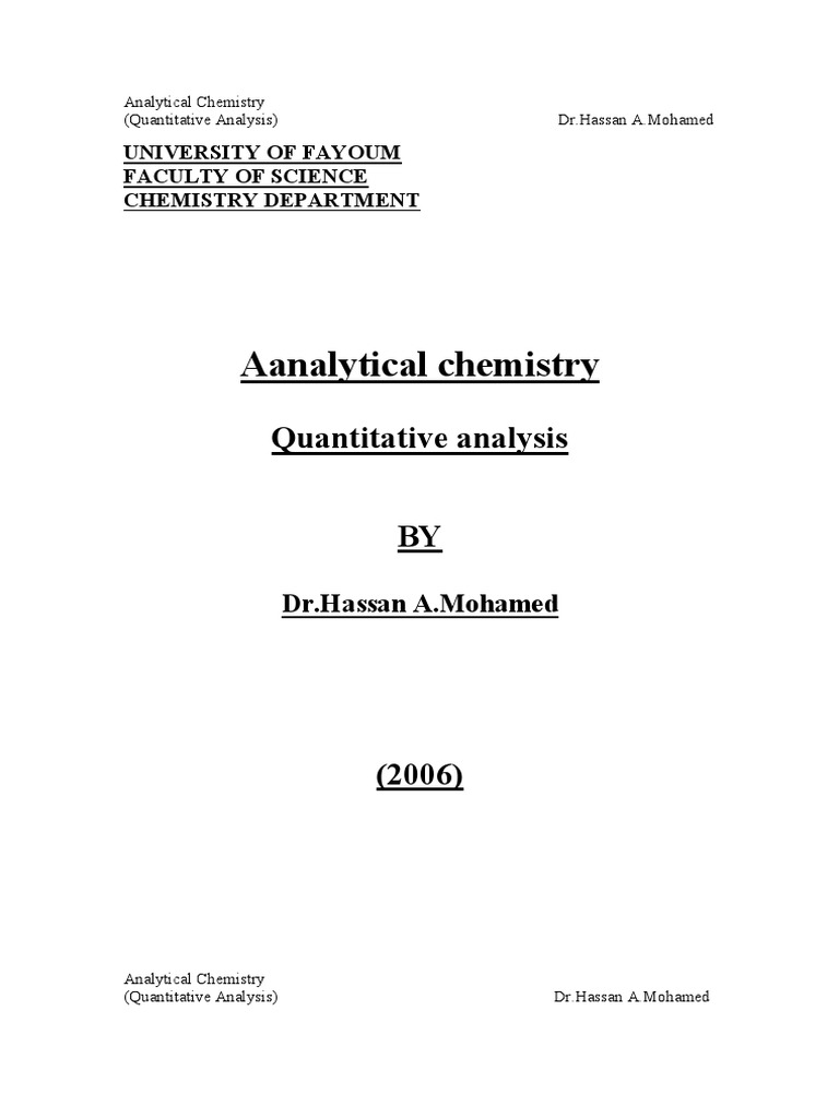 Quantitative Analysis in Chemistry | PDF | Titration | Chemistry