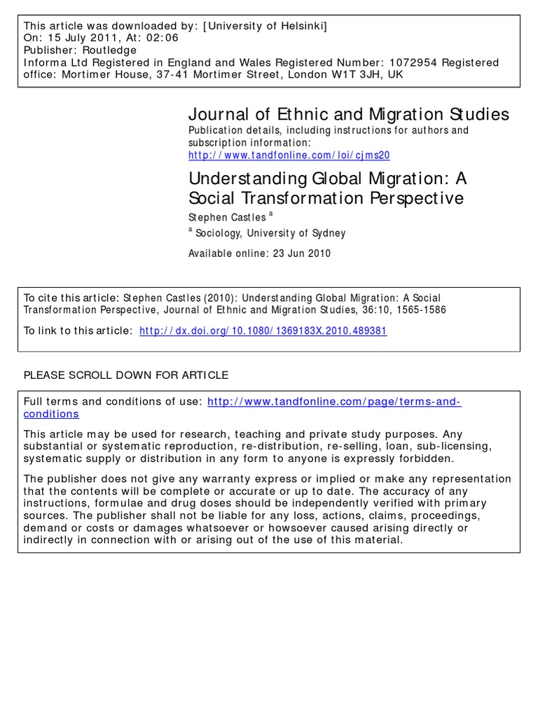 Castles Understanding Global Migration | PDF | Interdisciplinarity | Human Migration