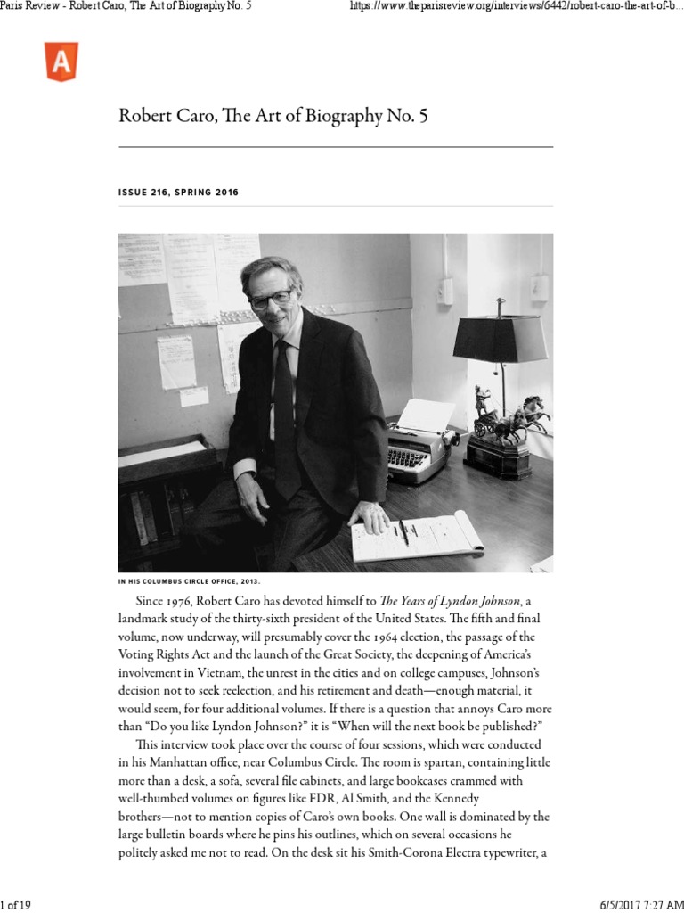 Paris Review - Robert Caro, The Art of Biography No. 5 | PDF | History