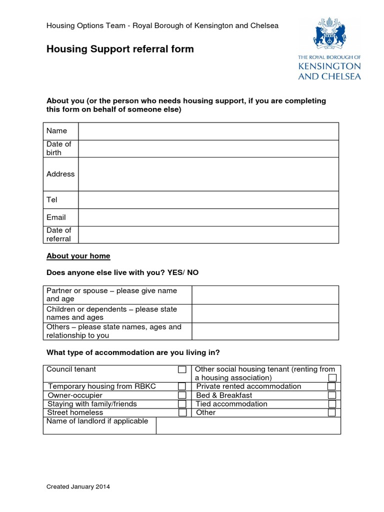Housing Support Referral Form | PDF | Race And Ethnicity In The United ...