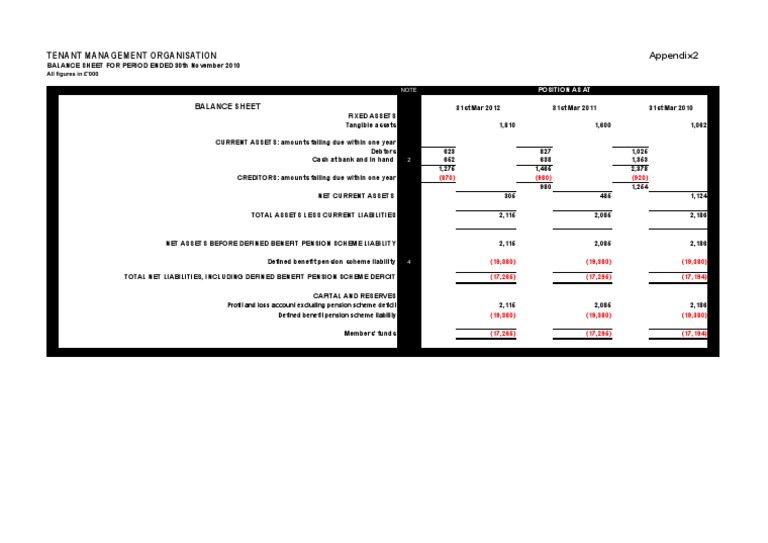 Tenant Management Organisation: Balance Sheet | PDF | Defined Benefit ...