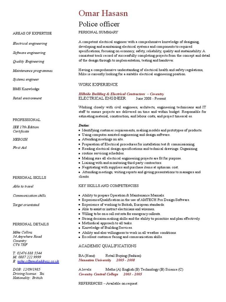CV Template Omar | PDF | Engineering | Specification (Technical Standard)