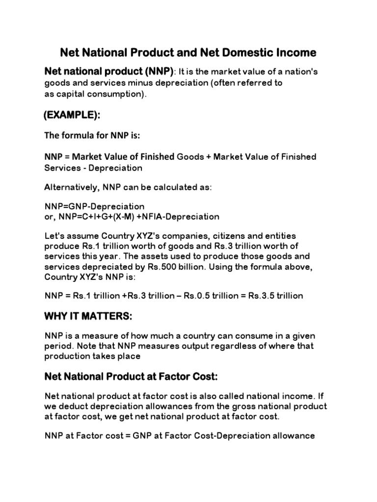 Net National Product and Net Domestic Income | PDF | Net National ...