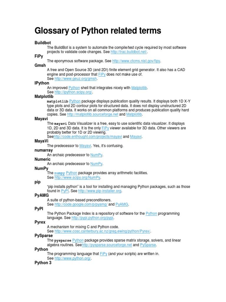 Glossary Of Python Related Terms Pdf Python Programming Language Computer Science